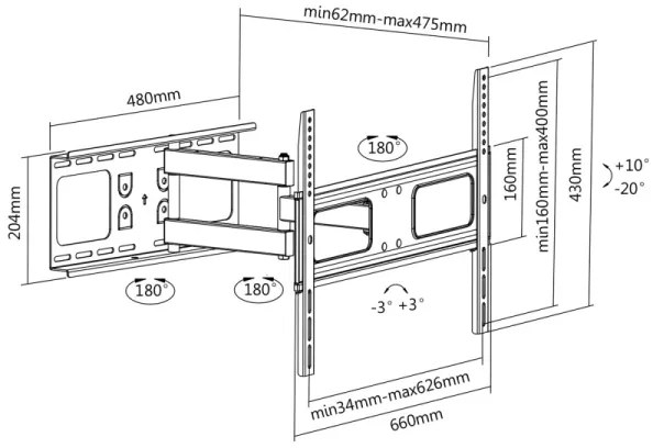 CONNECT IT CI-786 - Nástěnný držák pro TV 37-70” černá