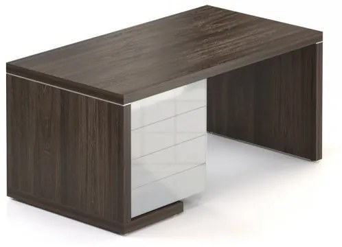 Stůl Lineart 160 x 85 cm + levý kontejner jilm tmavý / bílá