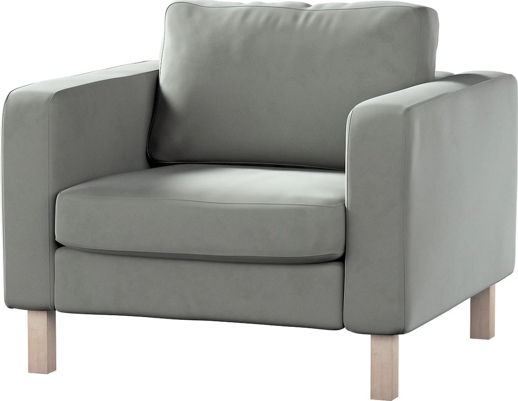 Potah na křeslo IKEA Karlstad, krátký barva šedá látka lesklé, sametová