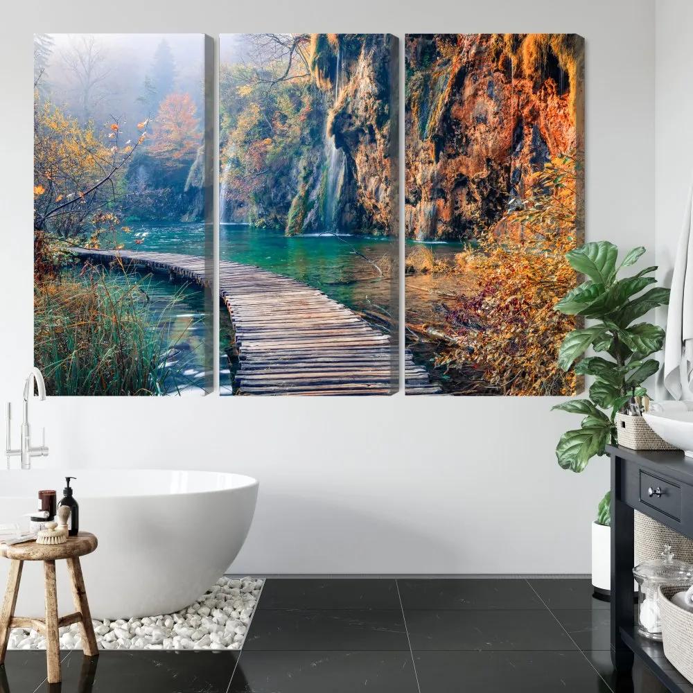 Vícedílný obraz Národní Park Plitvická Jezera Nedostatek Nedostatek Přírodní plátno 180x120