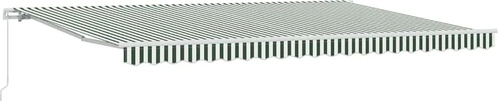 Stahovací markýza Zelená a bílá 500 × 300 cm Polyester a hliník 3331459