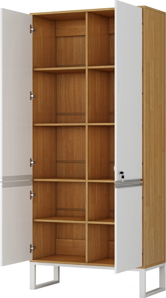 Vysoká kancelářská skříň Houseland Nuvia Loft 90 cm dub/bílá