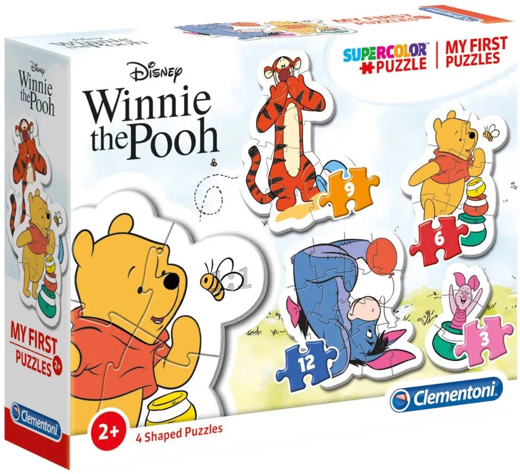 CLEMENTONI Moje první tvarované puzzle Medvídek Pú baby skládačka 4v1 20820