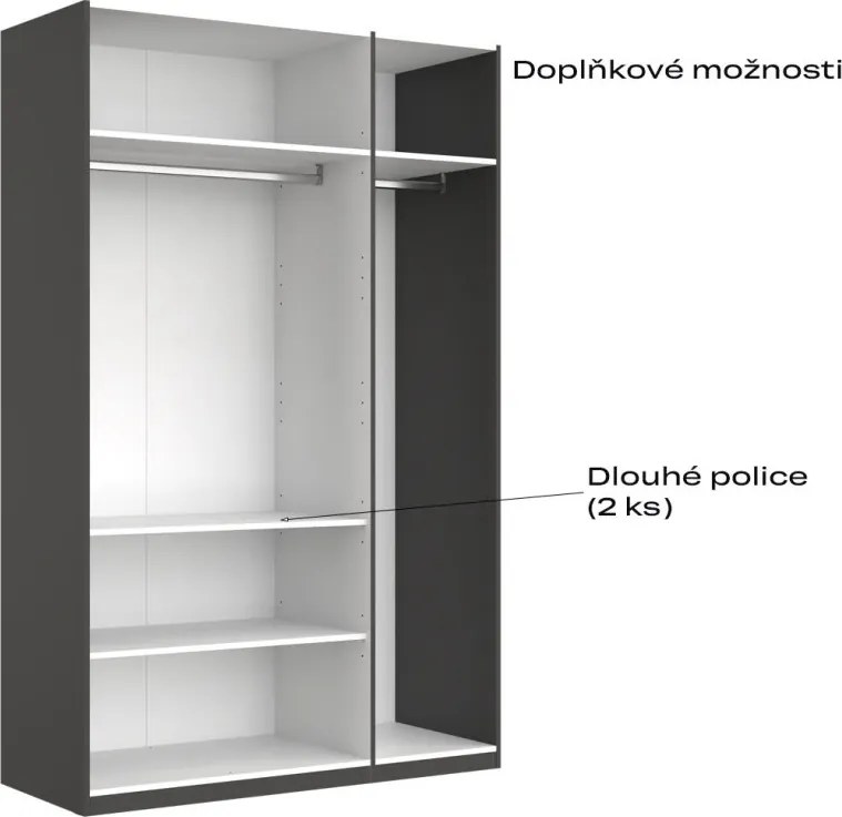 Skříň 3dv bez zrcadel série N, grafit Dominika