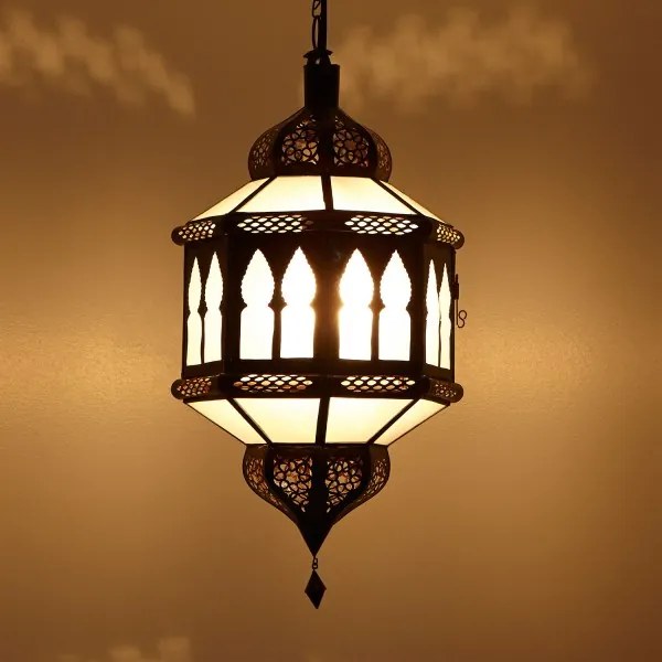 Orientální lampa Biban Trombia mléčně-bíla