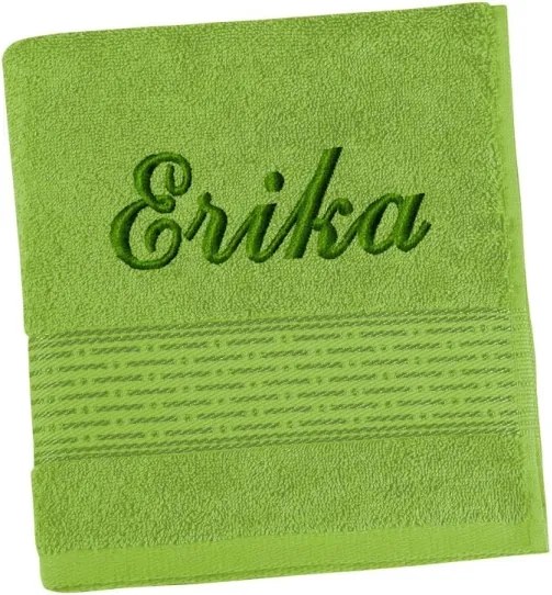 Bellatex Froté osuška proužek s výšivkou jména 70x140 cm Olivová