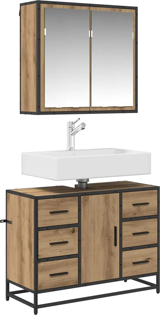 Sada koupelnového nábytku 2 ks Artisanový dub 80 x 33 x 60 cm 3402430
