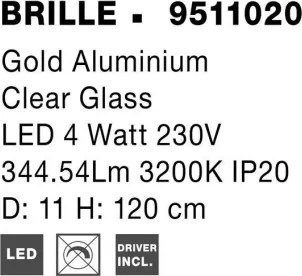 Závěsné LED svítidlo NOVA LUCE BRILLE 7W 3200K 9511020