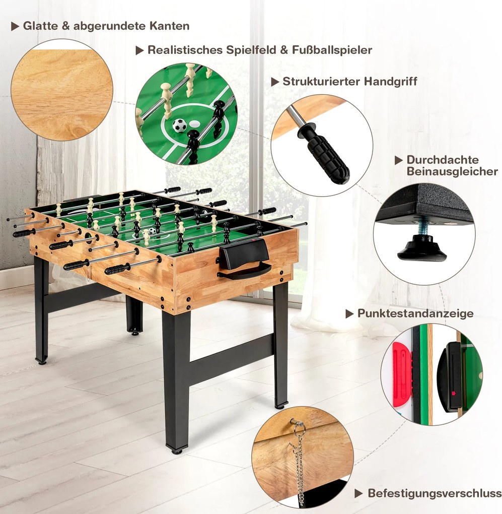 Costway 1055 cm multifunkční stůl 10-in-1 kombinovaný se stolním fotbalem