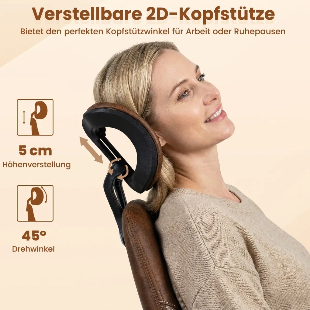 Costway Ergonomická kancelářská židle Stolní počítačová židle s opěrkou hlavy