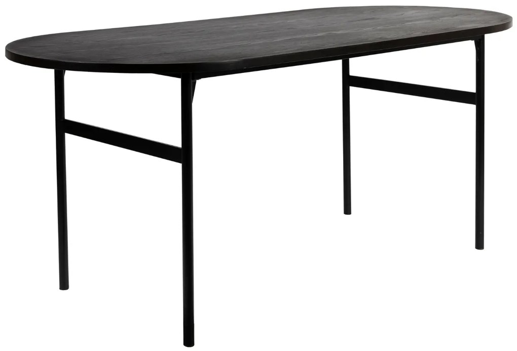 OnaDnes -20% White Label Černý lakovaný oválný jídelní stůl WLL MARCIO 180 x 80 cm