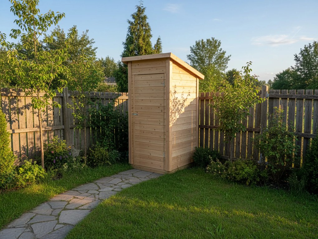 nejzahradnidomek.cz - Dřevěný domek WC - Premium, barva natur, (1 × 1 m), R_WC2
