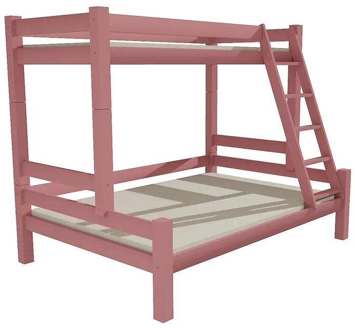 Vomaks Patrová postel s rozšířeným spodním lůžkem 8X8 6A 100/120 x 180 cm netransparentní barva růžová