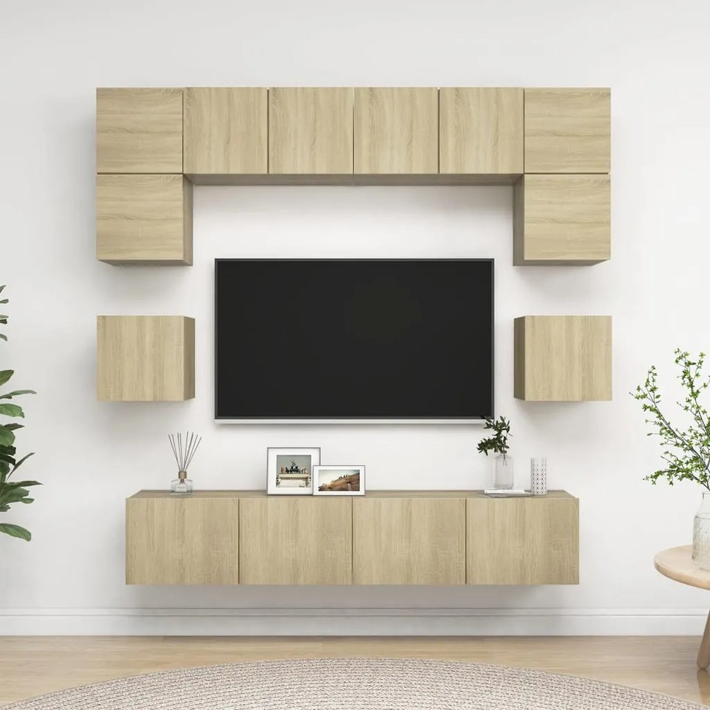 8dílný set TV skříněk dub sonoma kompozitní dřevo 3079006