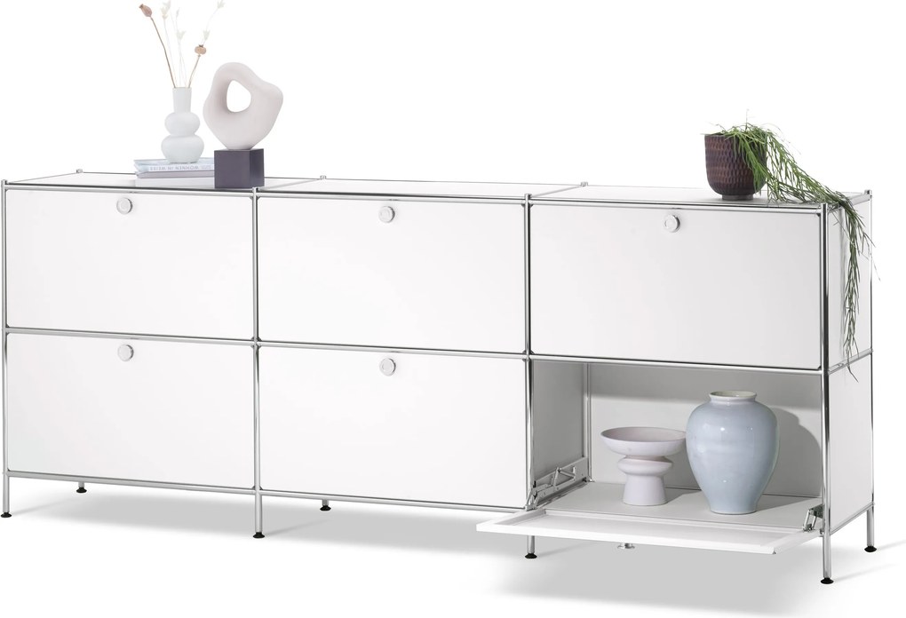 Tchibo - Odkládací skříňka CN3 se 6 výklopnými dvířky - barva: chrom