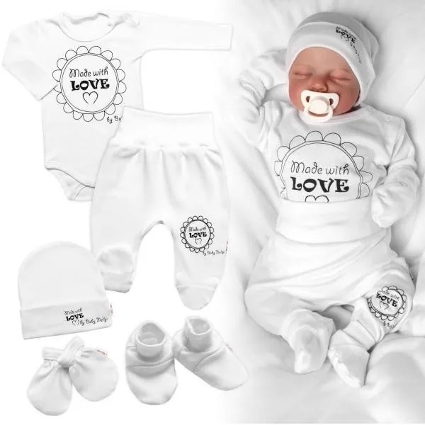 Baby Nellys  Soupravička do porodnice 5D Made with love - bílá Baby Nellys Vel. 50