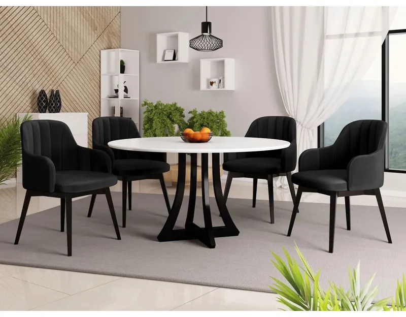 Kulatý stůl Dagerto FI 100 se 4 židlemi ST105 05, Barva:: baloo 2072, Barva: černá