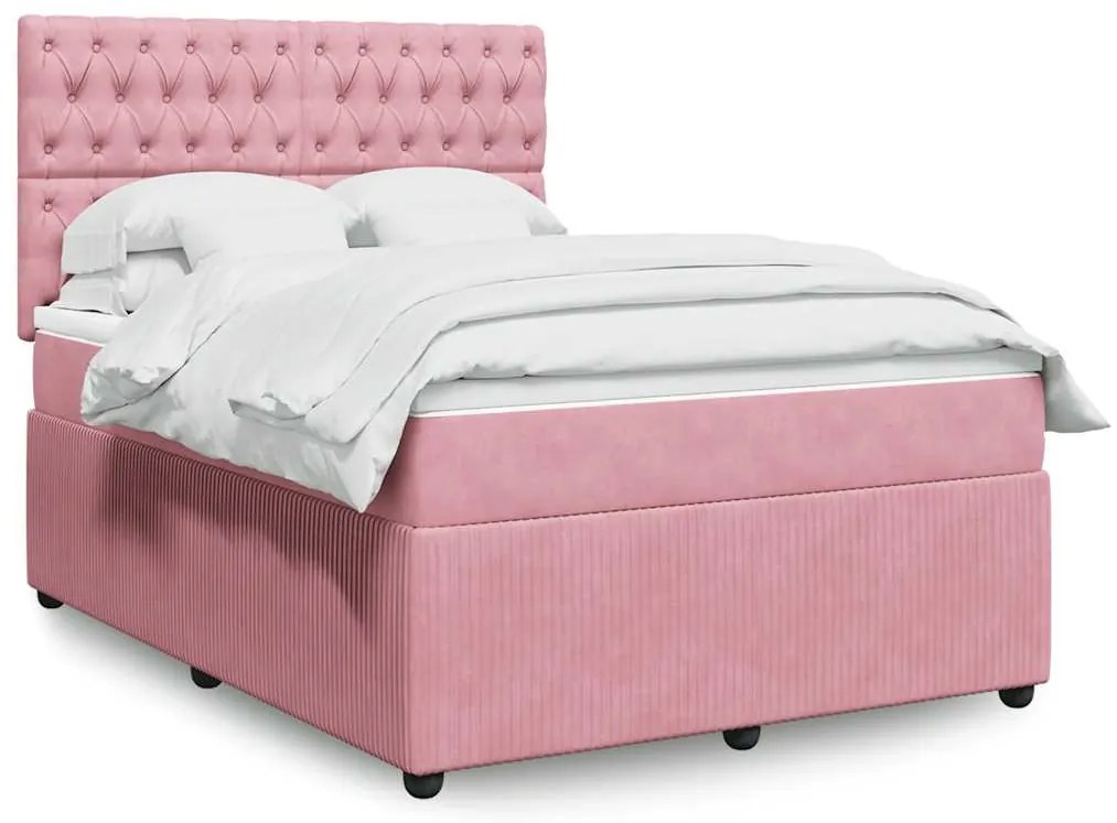 Box spring postel s matrací růžová 140x200 cm samet 3292369