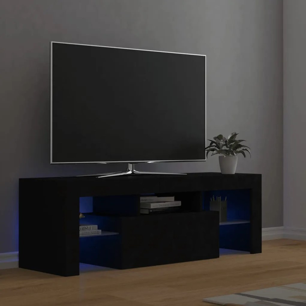 TV skříňka s LED osvětlením černá 120 x 35 x 40 cm