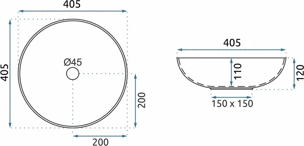 Rea Fibo, umyvadlo na desku 405x405x120 mm, černá matná-vzor, REA-U3301
