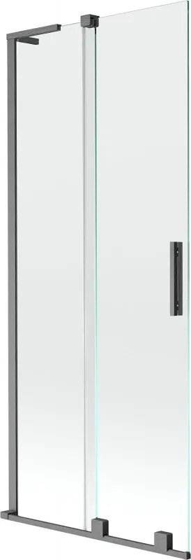 Mexen Velar L, 2-křídlová posuvná vanová zástěna 80 x 150 cm, 8mm čiré sklo, broušený grafit, 896-080-003-01-66