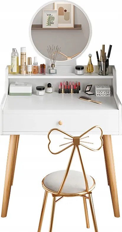 Toaletní Stolek Kosmetický Makeup Se Zrcadlem Bílý Skandinávský Loft Moderní