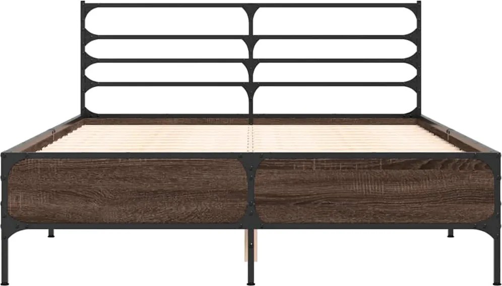 Rám postele hnědý dub 120 x 200 cm kompozitní dřevo a kov 3280041