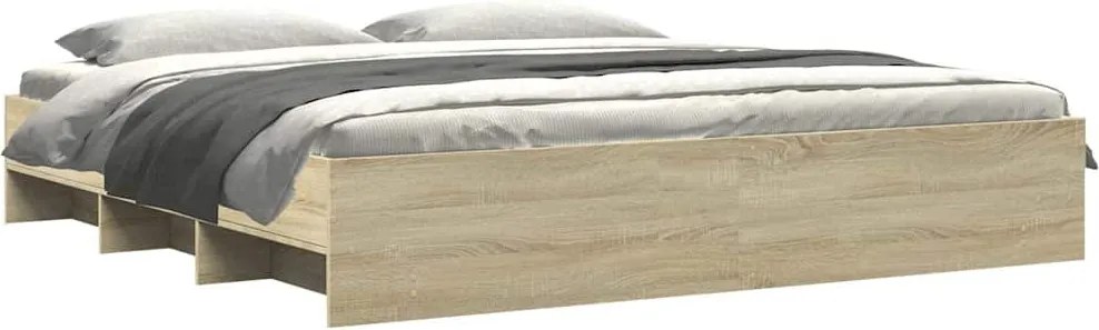 Rám postele bez matrace Dub Sonoma 200x200cm Dřevěné konstrukce 3295627