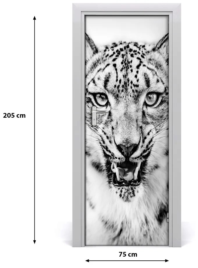 Samolepící fototapeta na dveře Sněžný leopard 75x205 cm