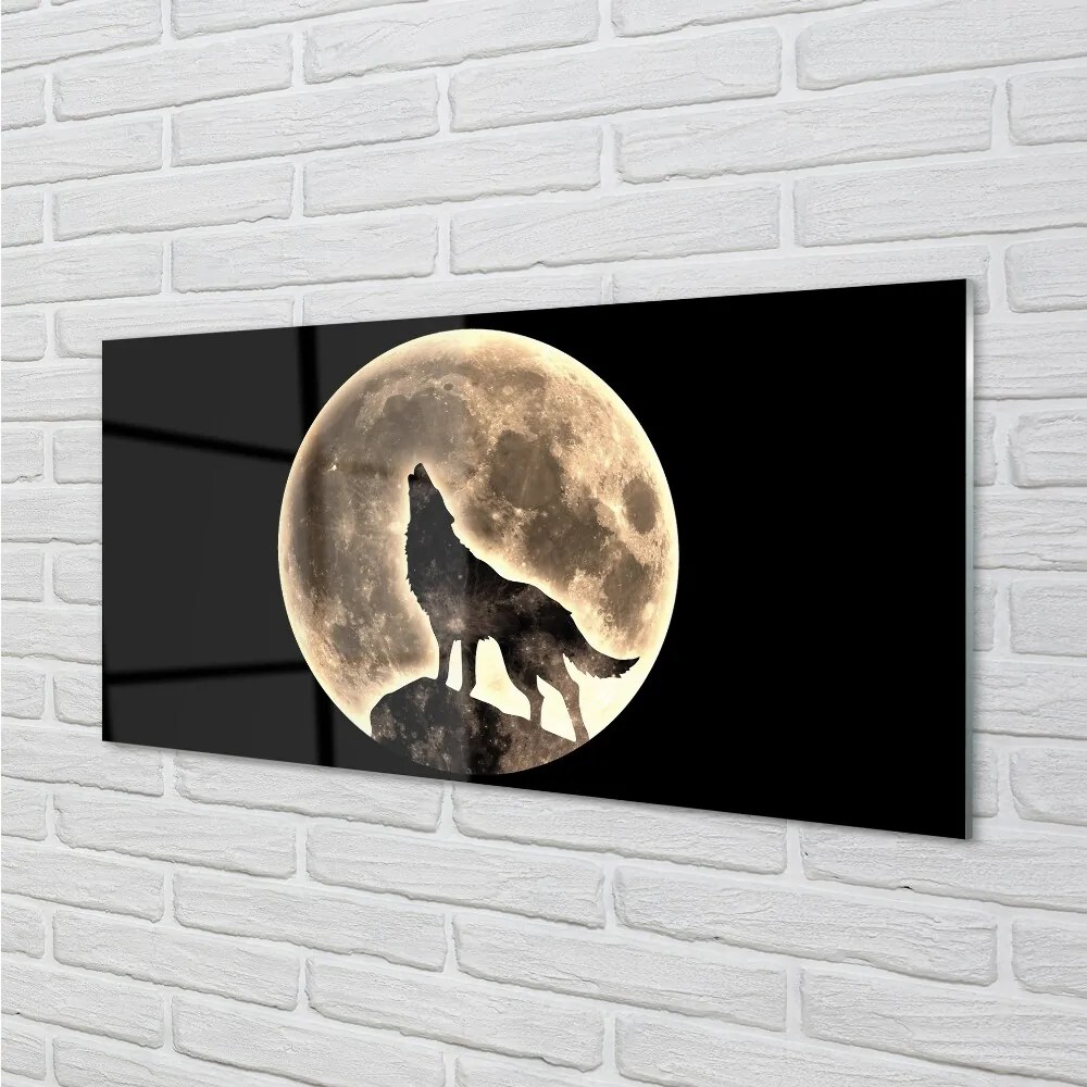 Obraz na skle wolf moon 100x50 cm