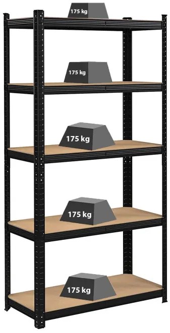 Regál CONOR 180x90x30 cm černý