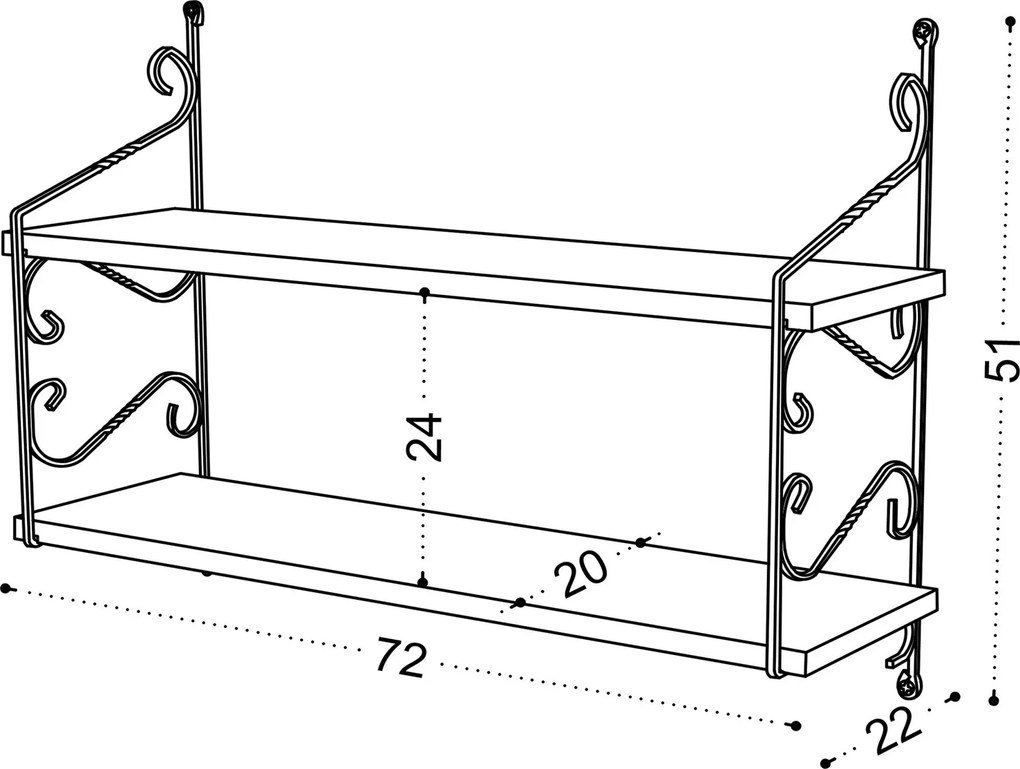 Nástěnná polička Seramoni dub přírodní
