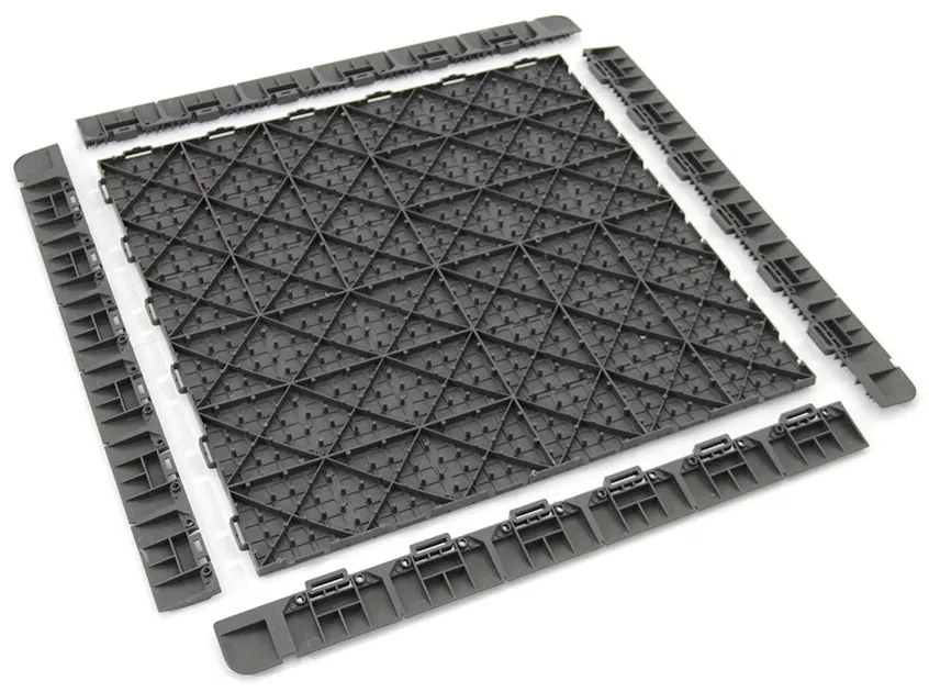 Plastová dlažba Linea Marte II 56,3 x 56,3 x 1,3 cm, tmavě hnědá