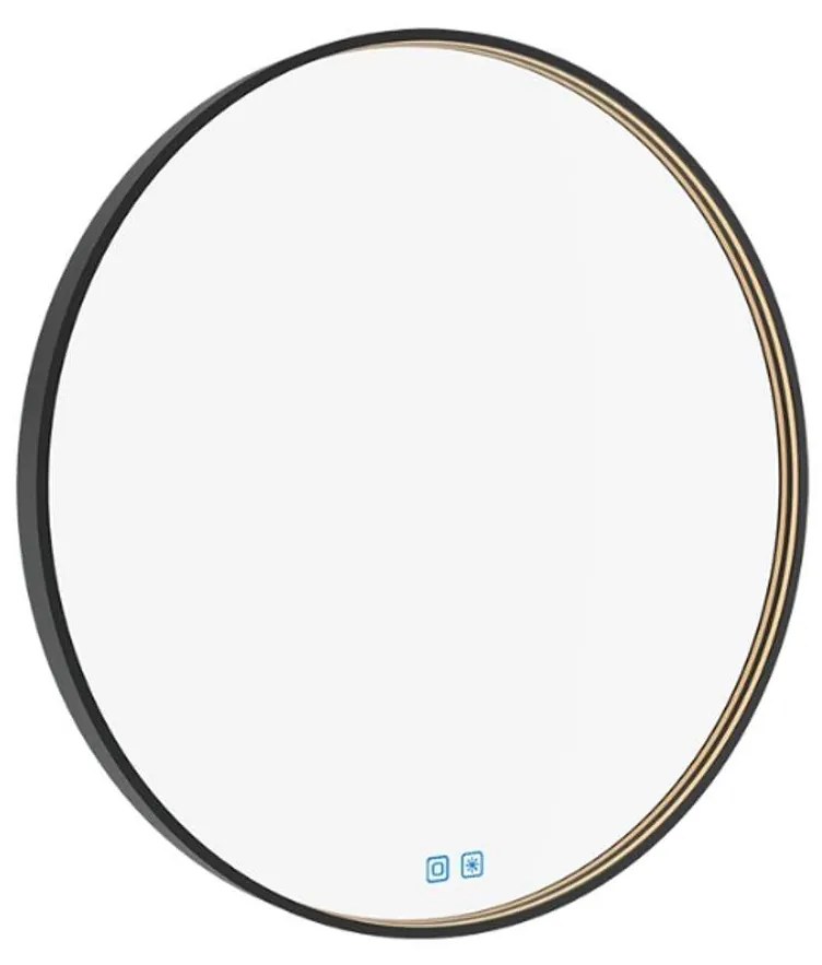 Nimco - Zrcadlo s LED osvětlením, průměr 60 cm, dotykový senzor, černá ZPC 31000RVX-90