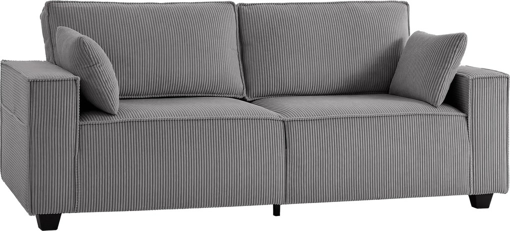 HOMCOM 3místná pohovka, šířka 218 cm, široké područky, 2 polštáře, pohodlná manšestrová pohovka, polstrovaná — Aosom