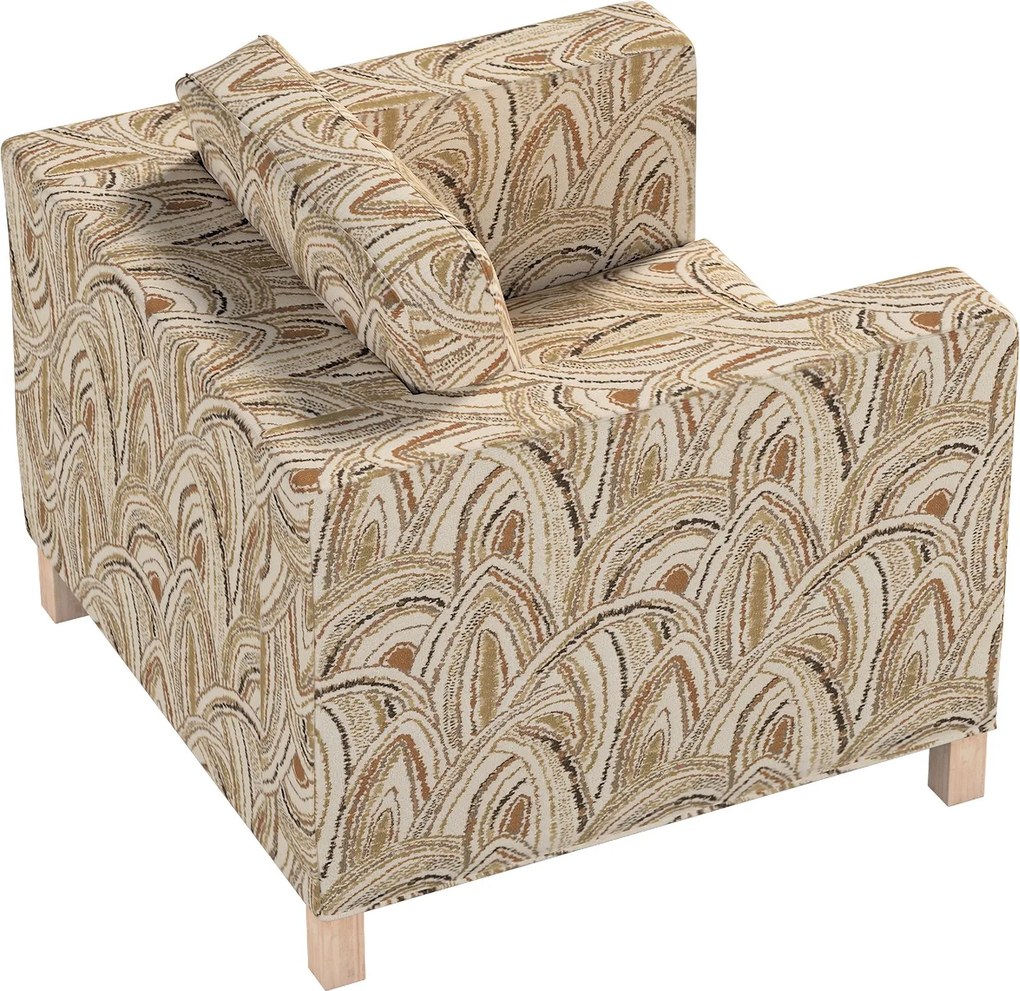 Potah na křesko IKEA Karlanda, krátký barva béžová látka pletený vzor, vzorované
