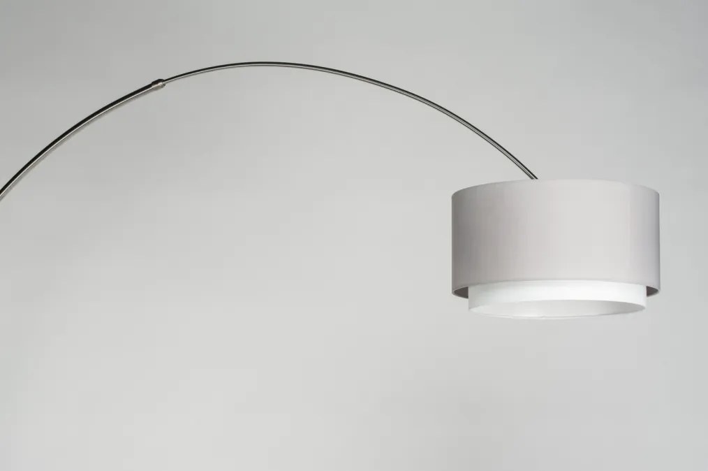 Stojací designová oblouková lampa Adamo Soffito Taupe Yersey