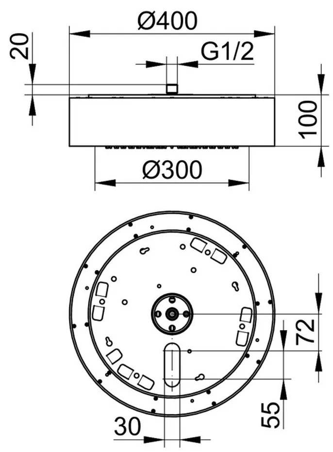 Keuco - Stropní hlavová sprcha s LED osvětlením, Ø400mm, bílá/chrom 59931519000