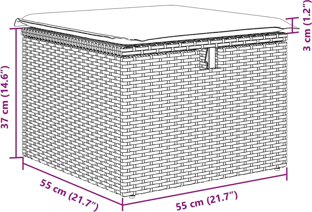 Set pohovek s polštářem s úložištěm Světle šedá polyratan 3359061