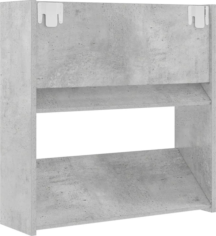 botník, závěsný, 2 patra, kompozitní dřevo, 60x60x18 cm, beton šedá, Dekorino BB20260030