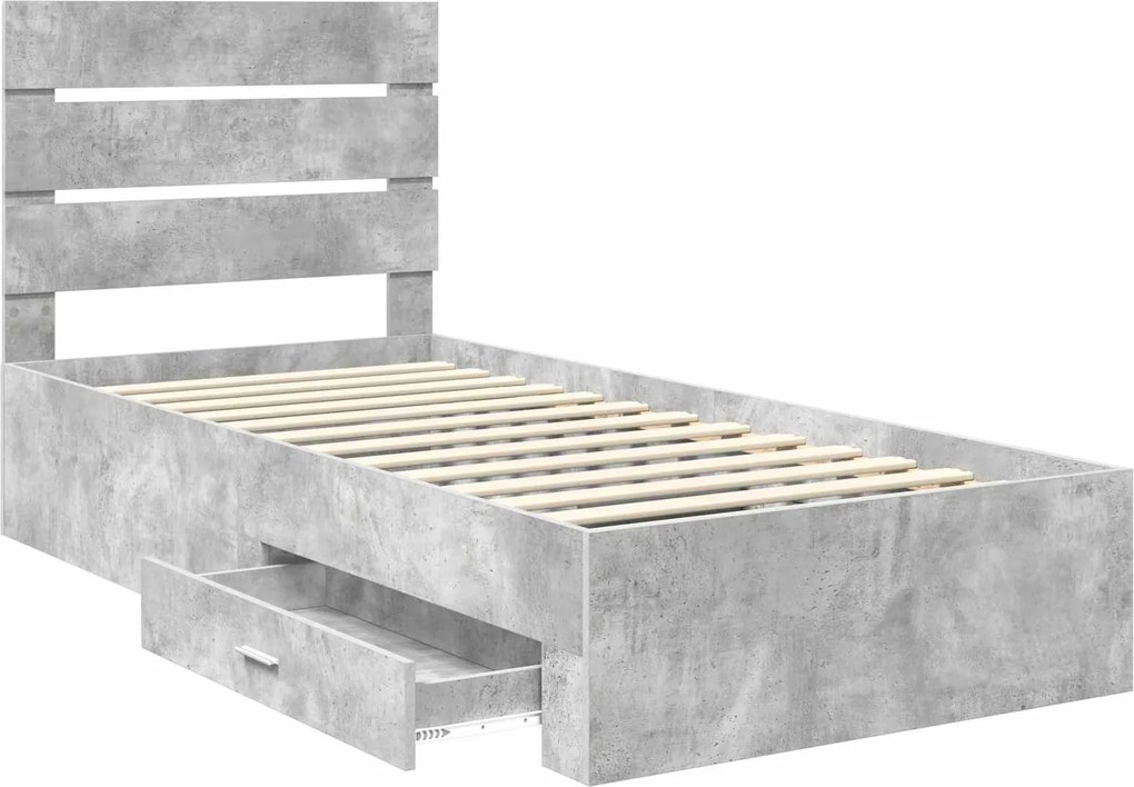 Rám postele s čelo Betonově šedá 90 x 200 cm Kompozitní dřevo 3412015