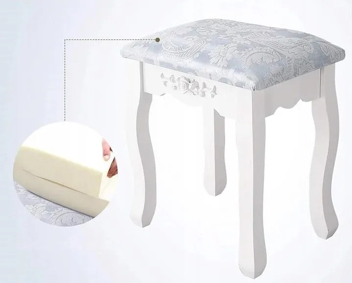 Toaletní stolek BAROCCO bílý + dárek houbička na make up ZDARMA