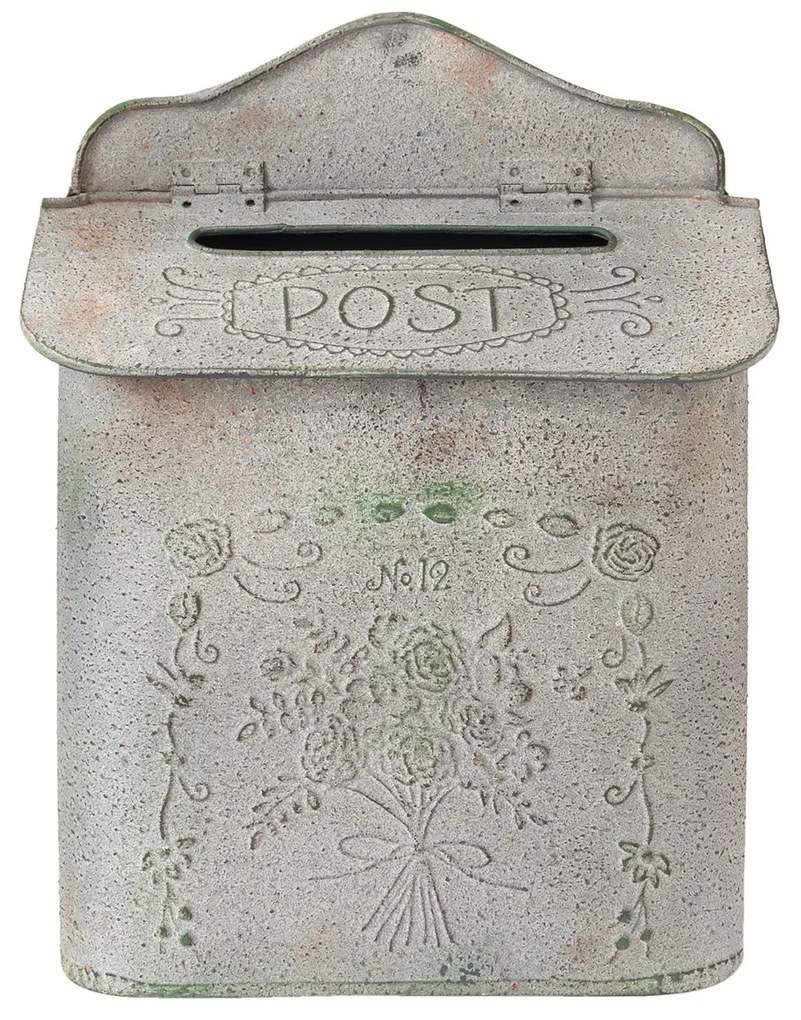 Šedá vintage poštovní schránka - 26*10*35 cm Clayre & Eef