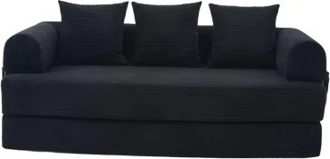 Aosom Skládací kompresní pohovka s pevným kovovým rámem, boční kapsy plus 3 polštáře, 200D x 94Š x 67V cm, černá