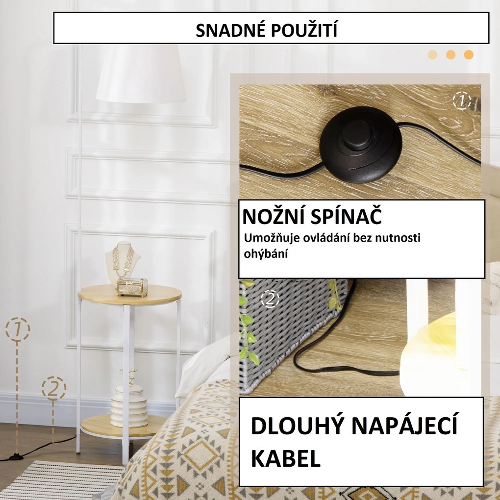 Odkládací stolek se stolní lampou, přírodní-bílá B31-320