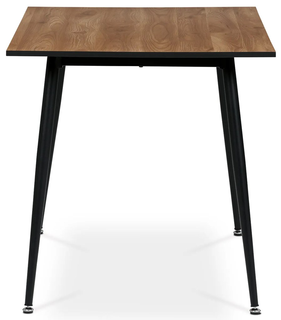 Jídelní stůl, 120x75 cm, deska MDF, dýha divoký dub, kovové nohy, černý lak