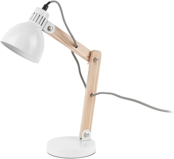 Bílá stolní lampa s dřevěnými detaily Leitmotiv Ogle