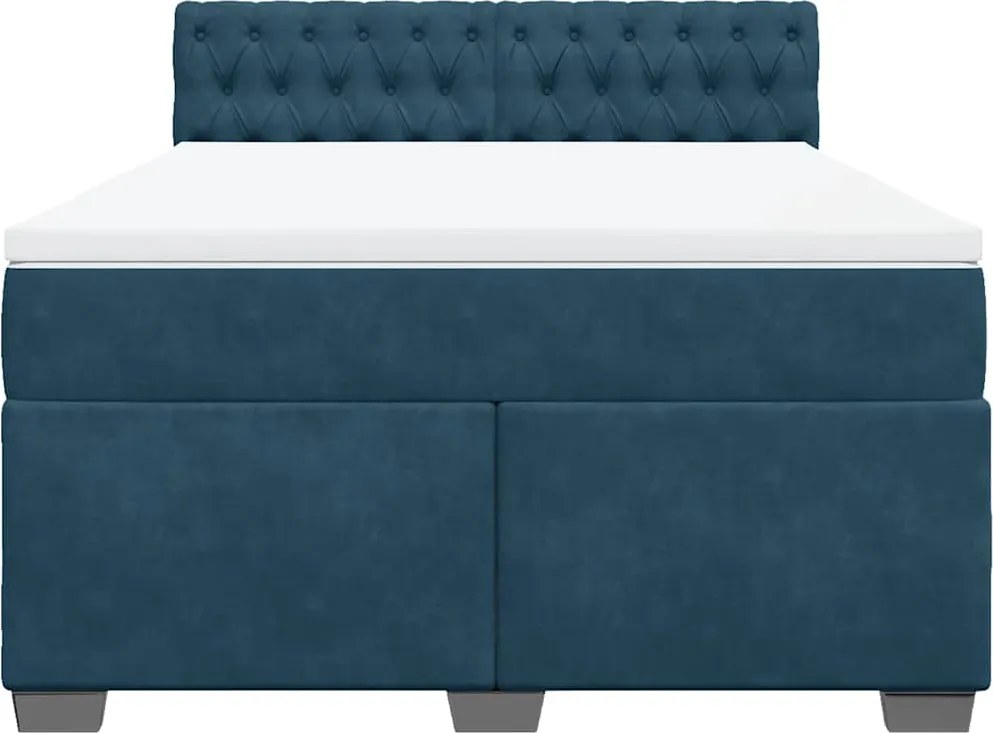 Box spring postel s matrací modrá 140 x 200 cm samet 3288640