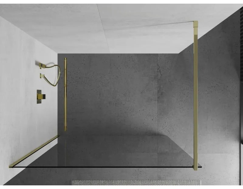 Mexen Kioto sprchová zástěna WALK-IN 8mm, 100x200 cm, sklo čiré/zlatý profil, 800-100-101-50-00