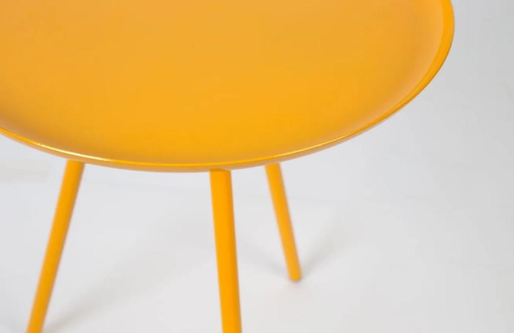 White Label Mangově žlutý kovový odkládací stolek WLL FROST 39 cm